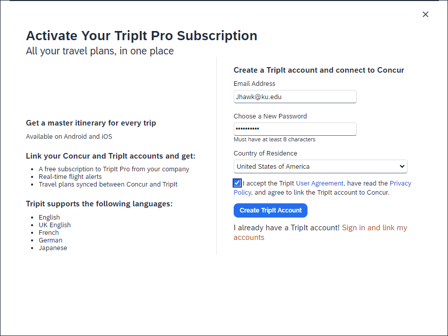 Concur TripLink and TripIt Pro | Travel Services